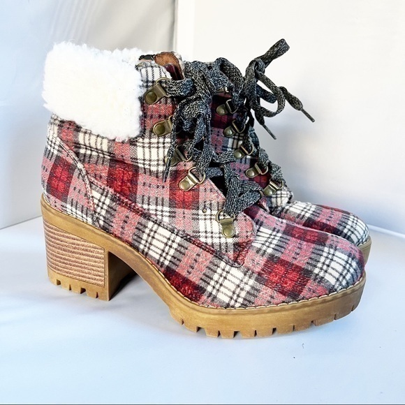 Shoes | Nwot Red Paid Booties With Heel Size 8 | Poshmark
